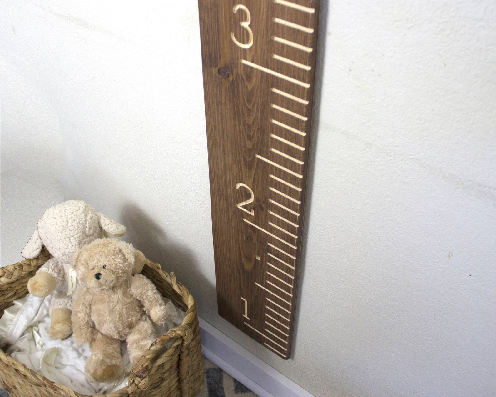 Walnut Modern Farmhouse Wooden Ruler Grown Chart - Height Chart –baby ...