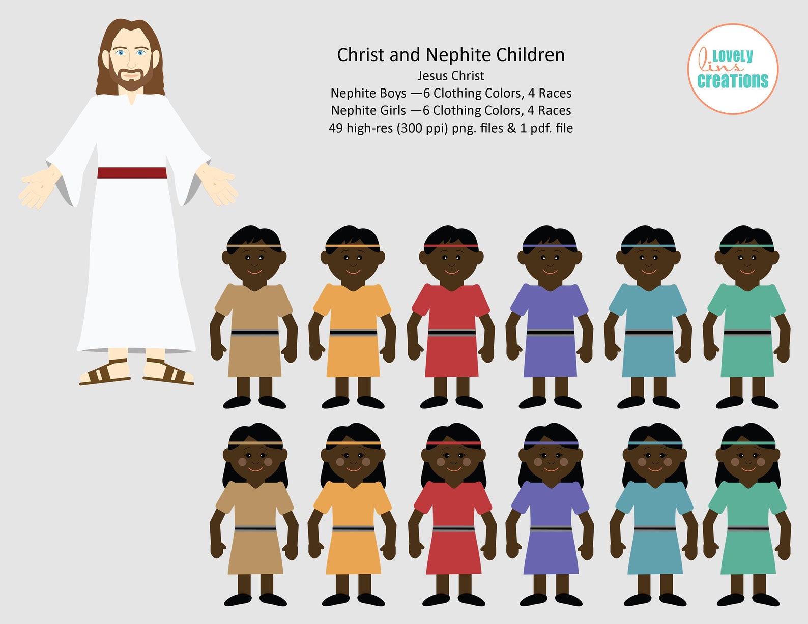 Jesus Christ and Nephite Children Digital Clipart INSTANT | Etsy