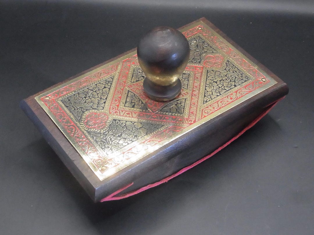 Art Deco Styled Blotter. Wood and Metal Blotter. Desk Decor. Treen Desk ...