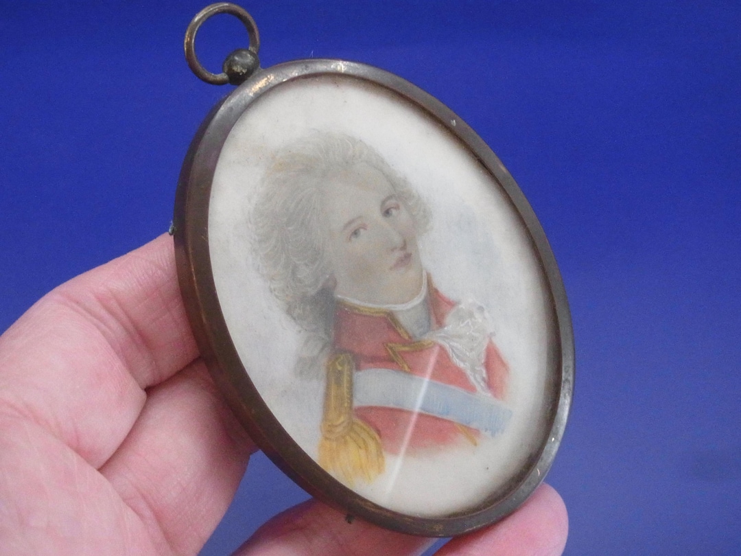 Antique Early 19th Century Miniature Painting Portrait Military Officer ...