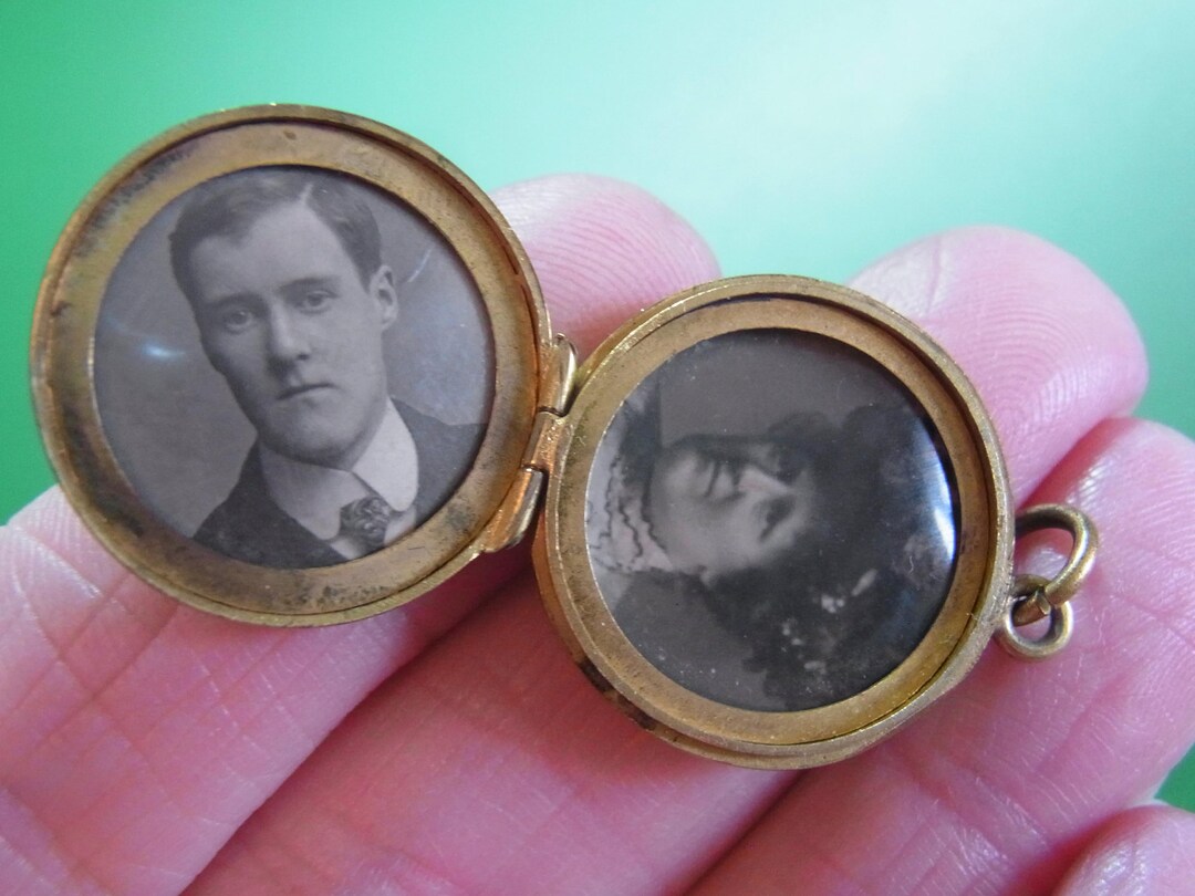 Antique Gold Plated Oval Double Photo Locket Circa 1910s, Photograph ...