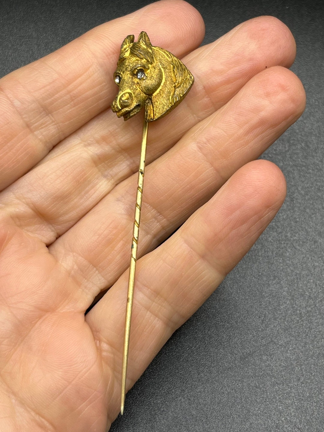 Vintage Horse Stick Pin. Gold Coloured Horse Riding Stick Pin Circa ...