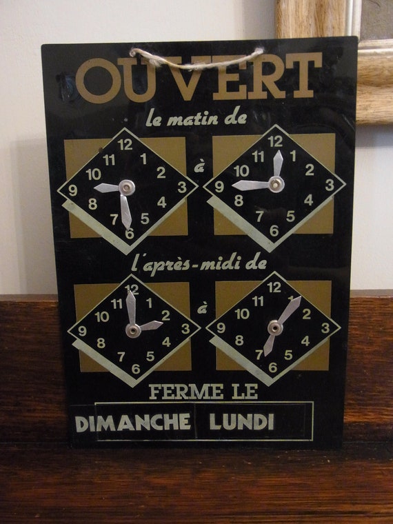 Vintage French Opening Hours Sign Closed Mondays and Sundays - Etsy
