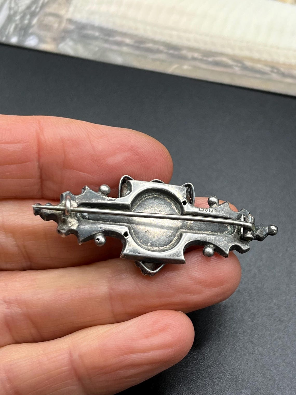 Antique Victorian Sterling Silver and Agate Shield Brooch Chester, 1844 ...