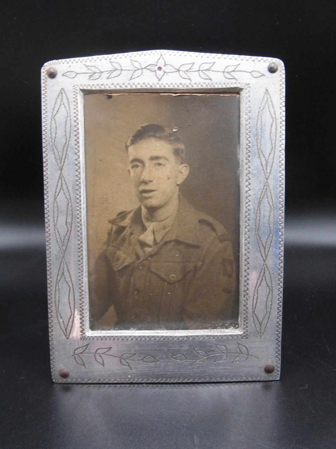 Antique English Aluminium Photo Frame, WW1 Era, First World War ...