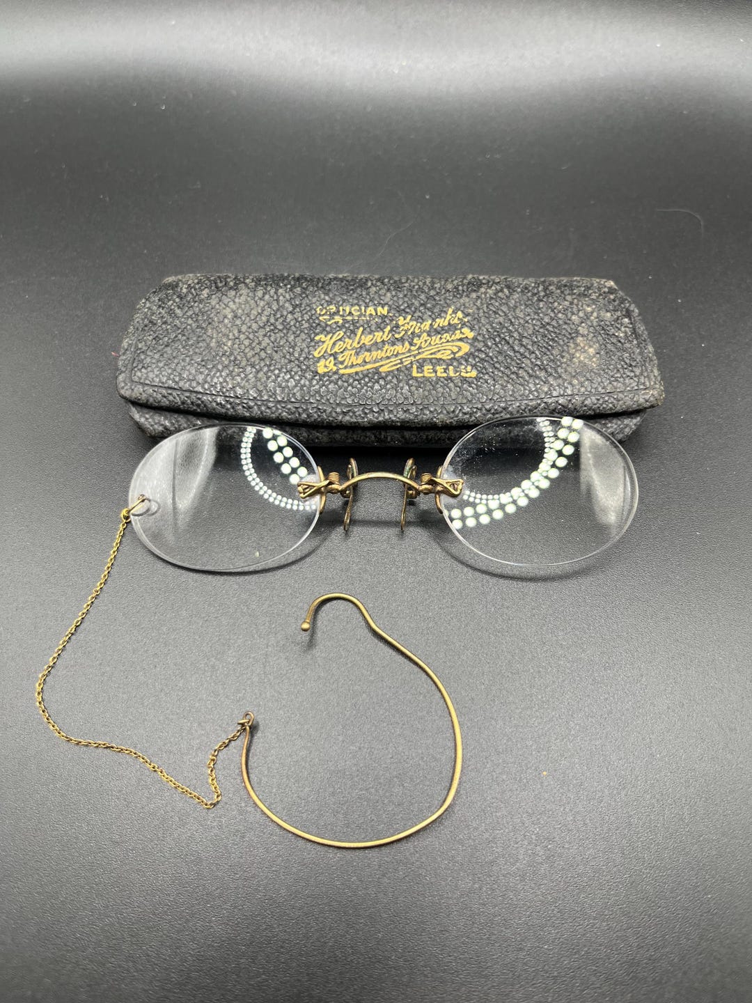 Antique Pair of Gold Plated Pince Nez With Ear Chain Spectacles in ...