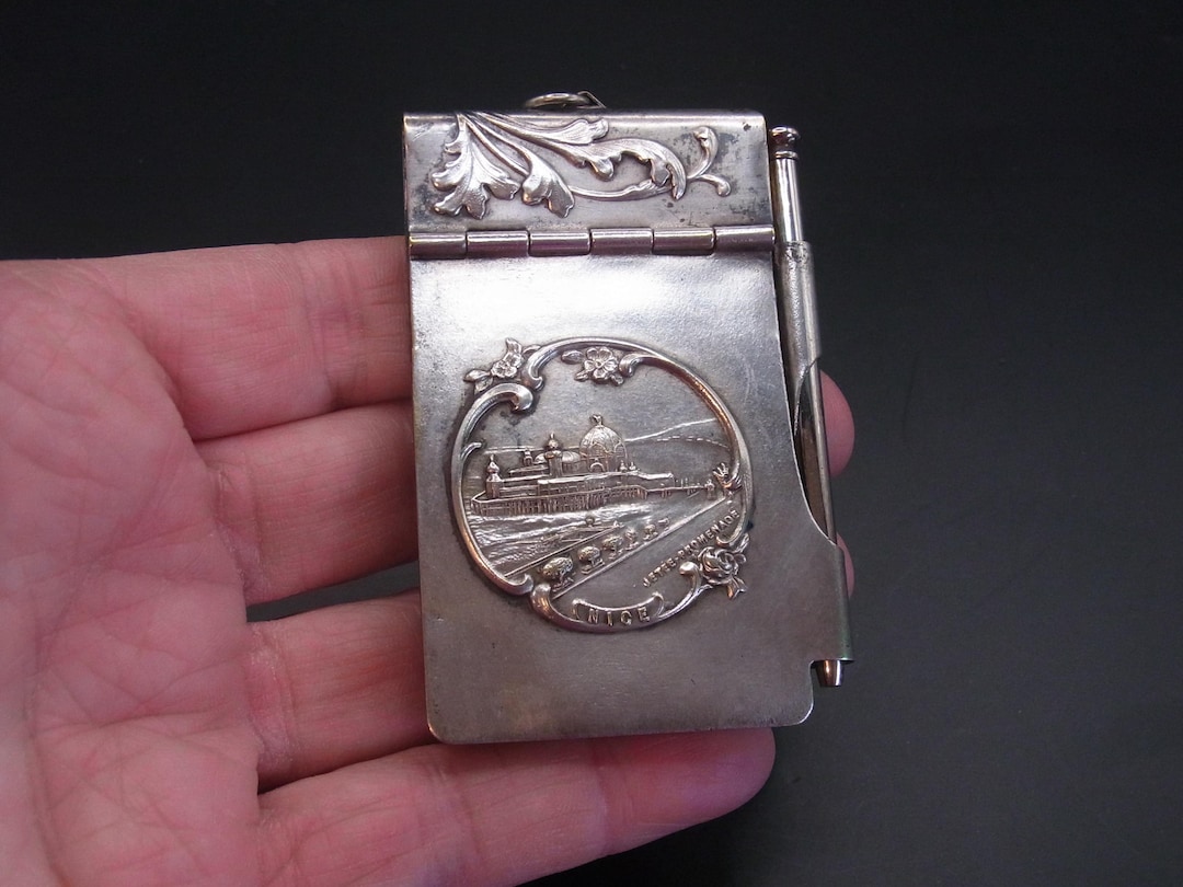 Antique Art Nouveau French Silver Plated Nice Aide Memoire Notebook ...