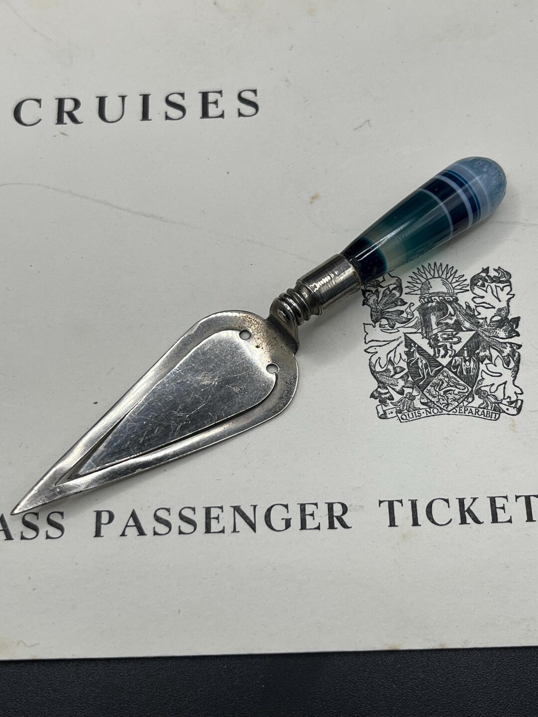 Antique Silver Plated and Banded Agate Trowel Bookmark, Circa 1920s ...