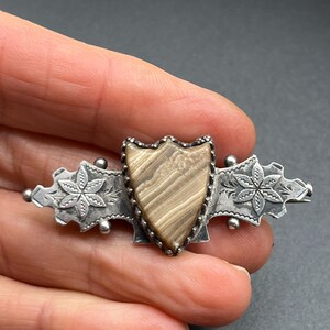 Antique Victorian Sterling Silver and Agate Shield Brooch Chester, 1844 ...