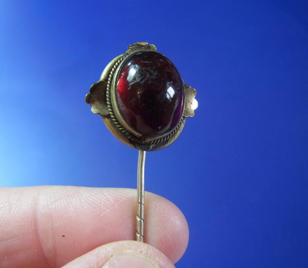Antique Victorian Red Cabochon Stone Stick Pin - English Tie Pin Circa ...