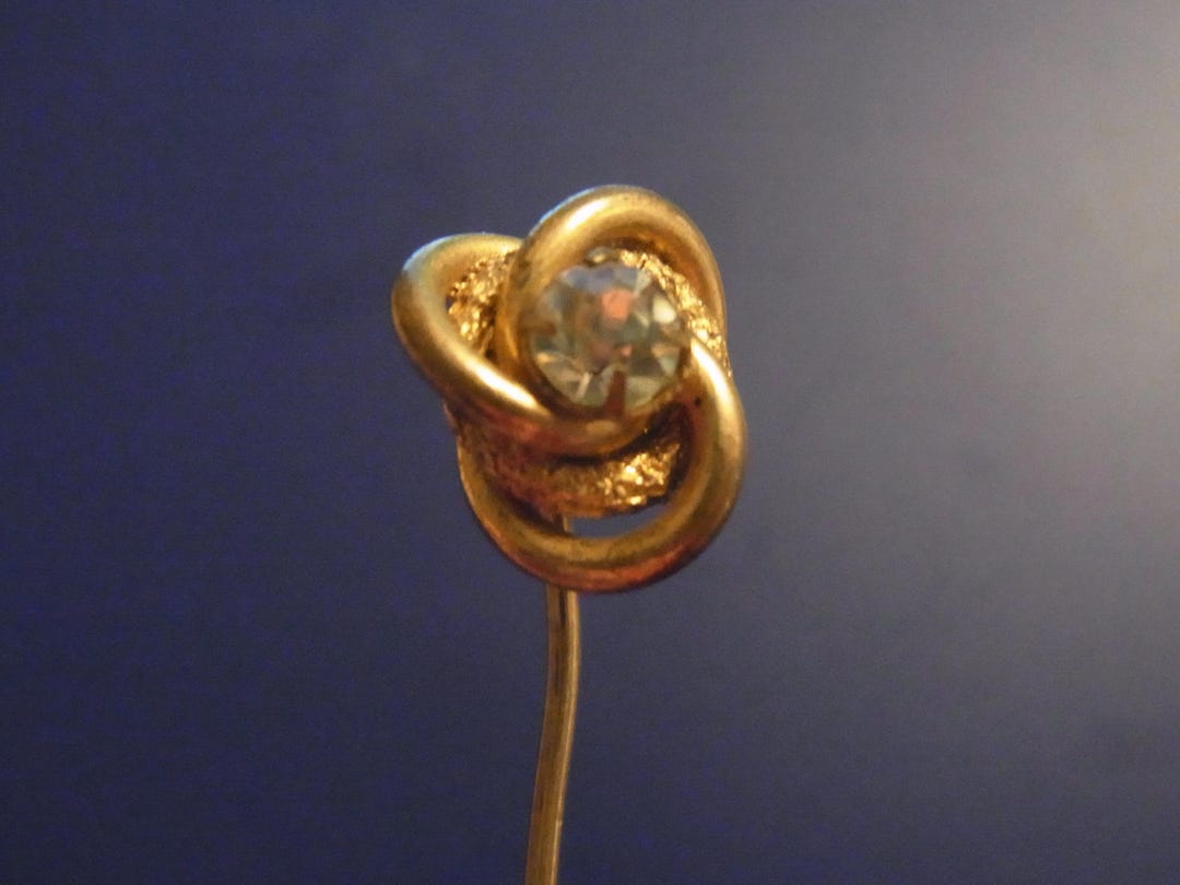 Antique Edwardian Gold Plated and Faux Diamond Knot Stick Cravat Pin ...