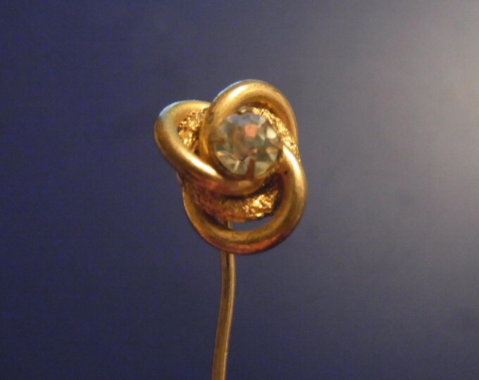 Antique Edwardian Gold Plated and Faux Diamond Knot Stick Cravat Pin ...