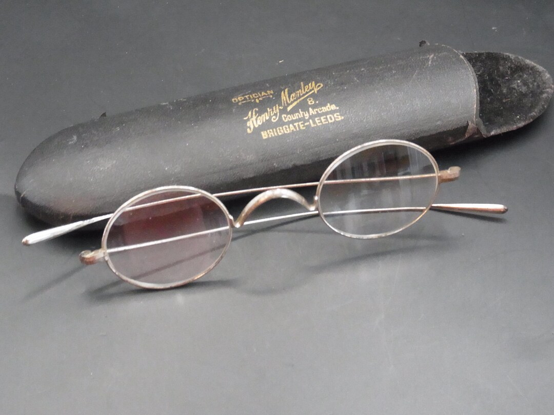 Antique Pair 1910s/20s Era Oval Wire Glasses With Named Case ...