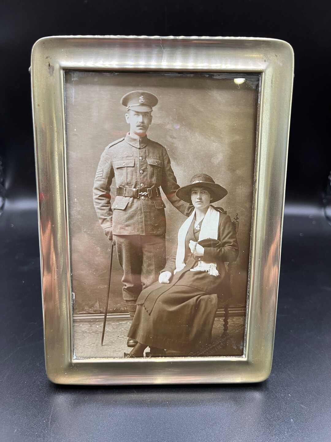 Antique English Silver Plated Photo Frame, WW1 Era, Army Soldier and ...