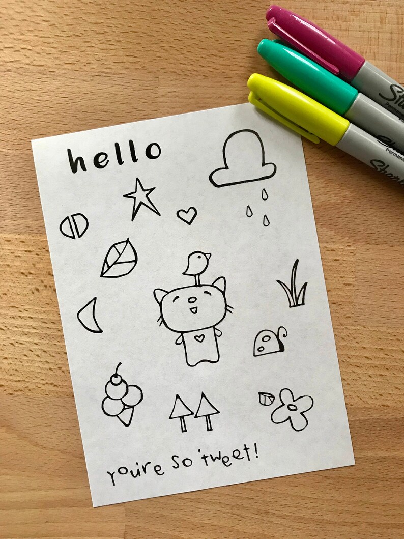 Tweet Kitty Coloring Page, Cute Kids Icons (printable Digital File) - Etsy