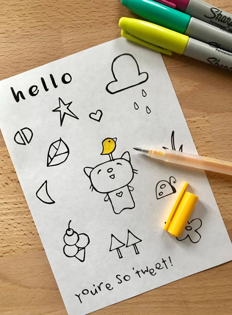 Tweet Kitty Coloring Page, Cute Kids Icons (printable Digital File) - Etsy