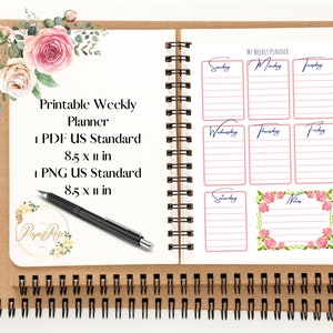 Weekly Planner Floral Printable - Etsy