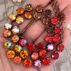 Carmel Candy Apple Ombre Crystal Necklace, Austrian Crystal Necklace ...