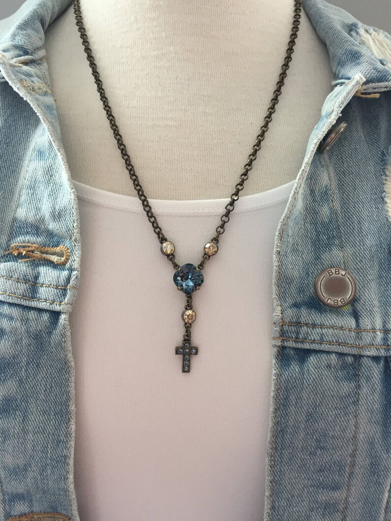 Long Lariat Necklace Cross Lariat Everyday Necklace Y - Etsy