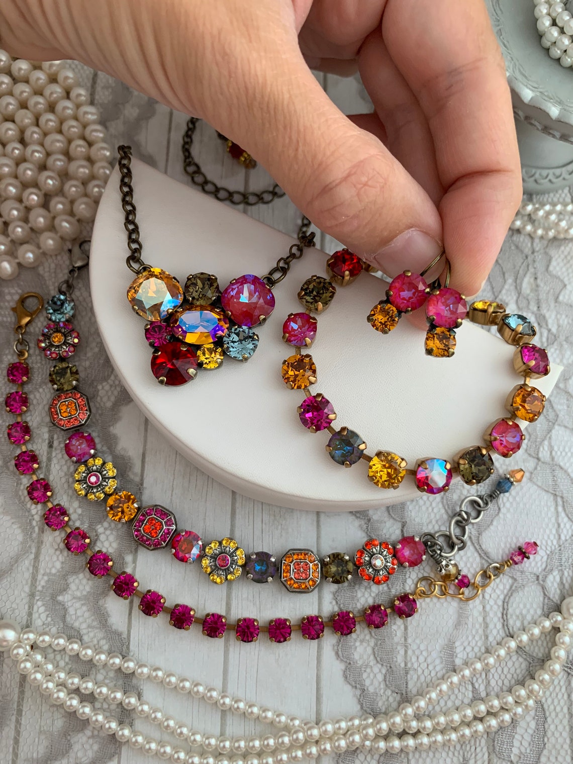 Crystal Cluster Pendant Necklace Multi Colored Pendant - Etsy