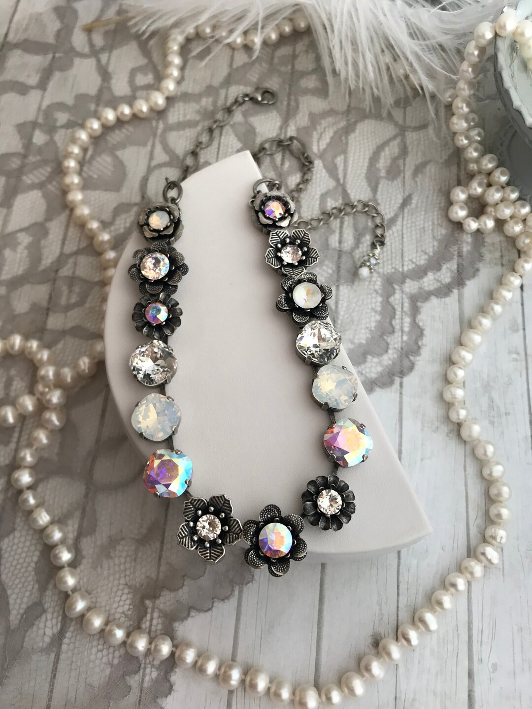 CRYSTAL PETALS White Opal, Crystal and Crystal AB Floral Accent ...