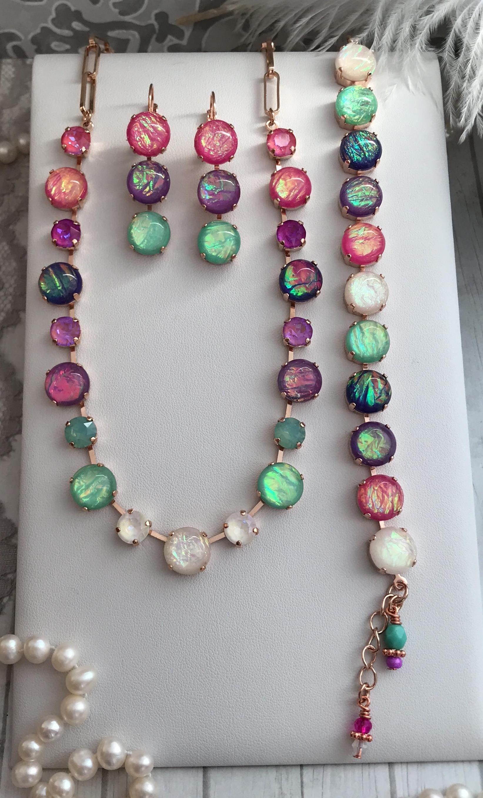 OPAL ESSENCE 12mm Opalescent Tennis Bracelet, Multi Colored Opalescent ...