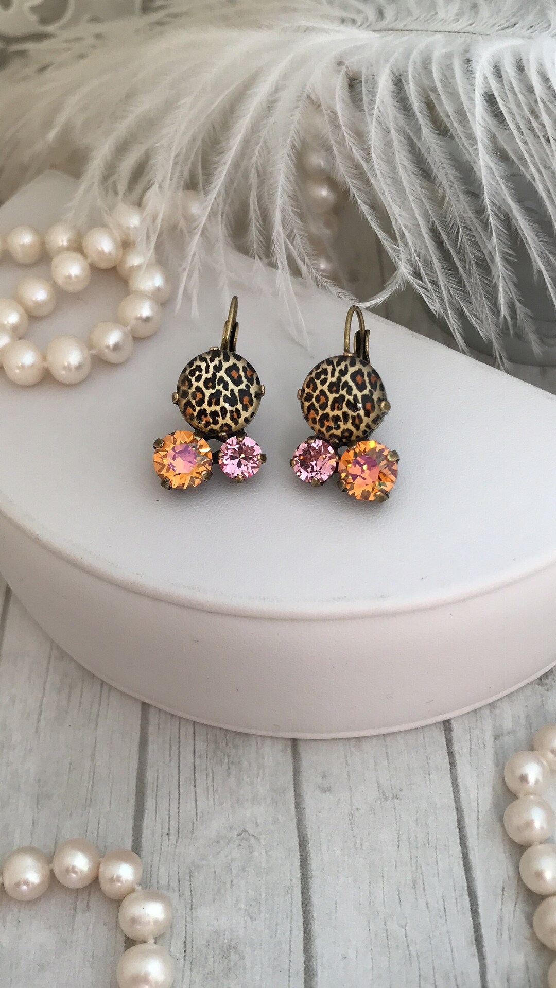 LEOPARD ALLURE Multi Stone Crystal Earring, Leopard Print Fashion ...