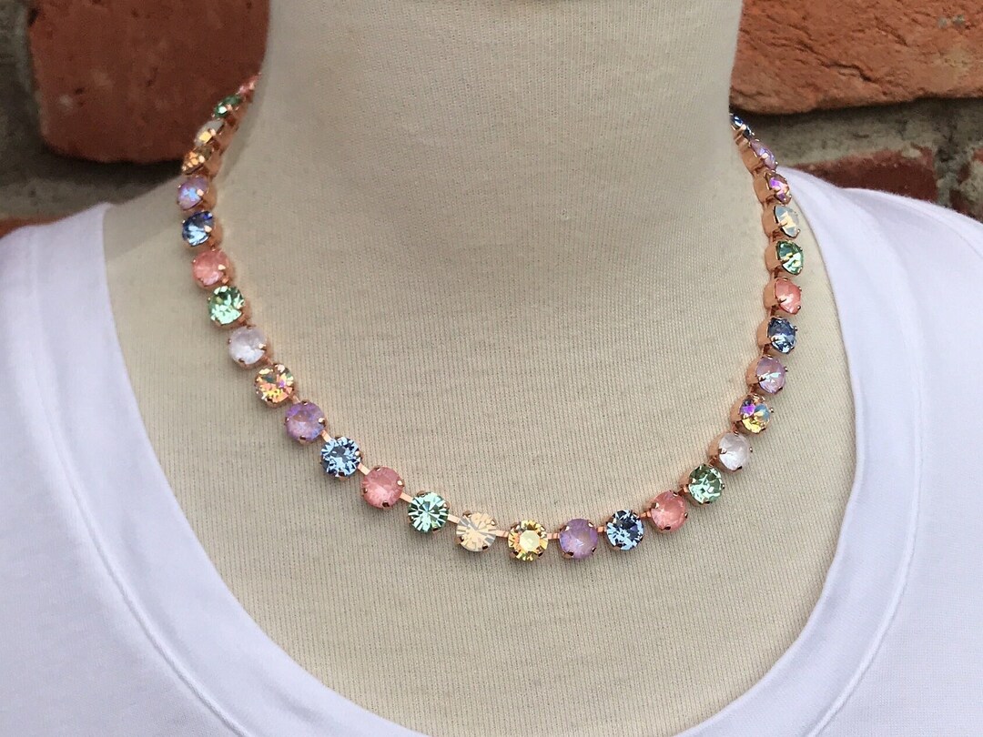 PASTEL DREAM Austrian Crystal Pastel Stone Eternity Necklace, Lilac ...