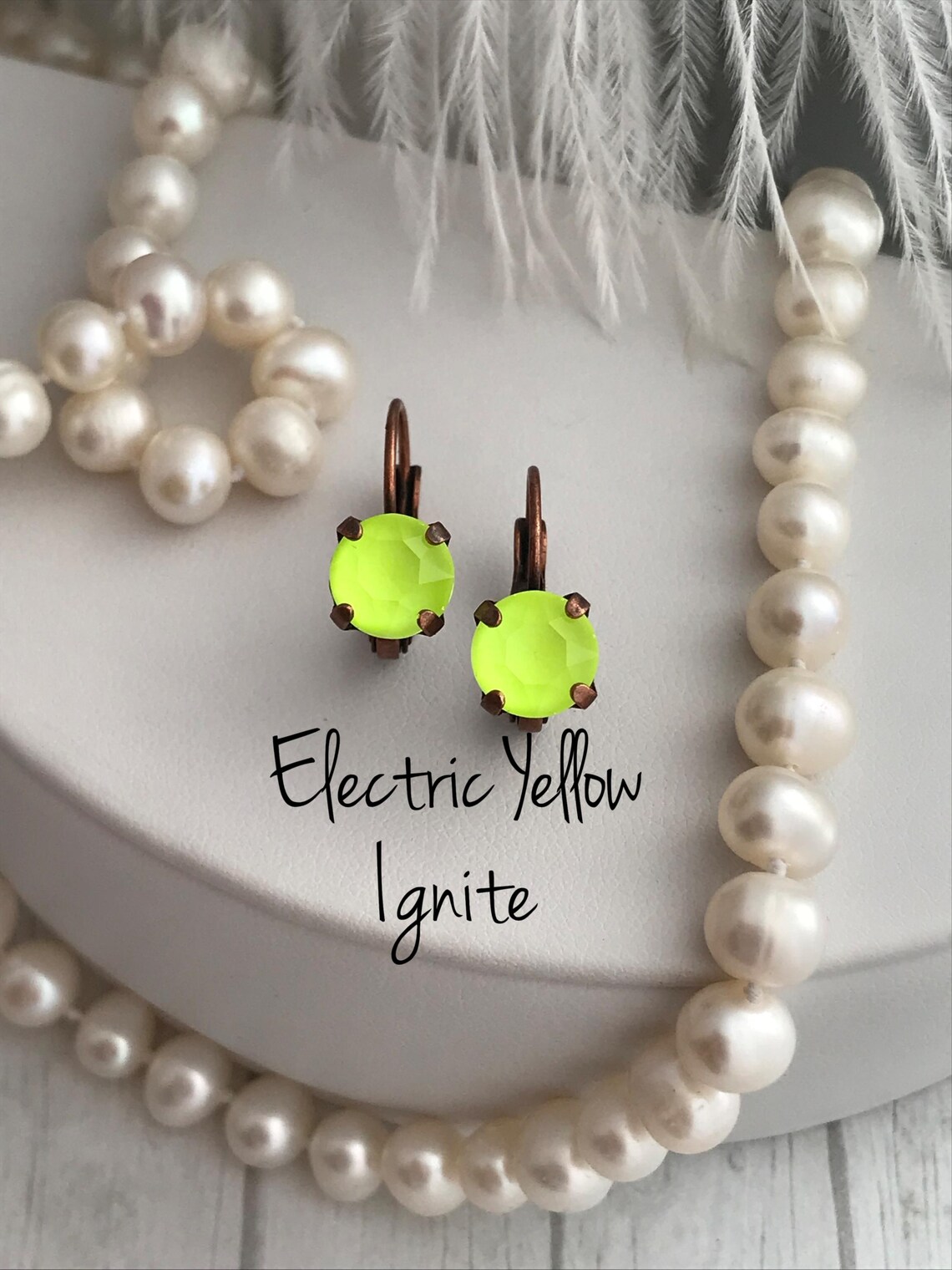 8mm Neon Swarovski Crystal Drop Earrings Electric Pink Electric Green ...