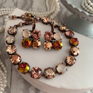 RUSTWORTHY Blush Rose and Rust Crystal Tennis Bracelet Rose Gold and ...