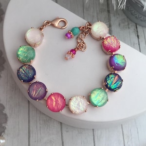OPAL ESSENCE 12mm Opalescent Tennis Bracelet, Multi Colored Opalescent ...
