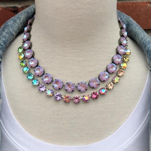 BOUGIE BLOOM 8mm Crystal Tennis Necklace Pastel Rainbow Statement ...
