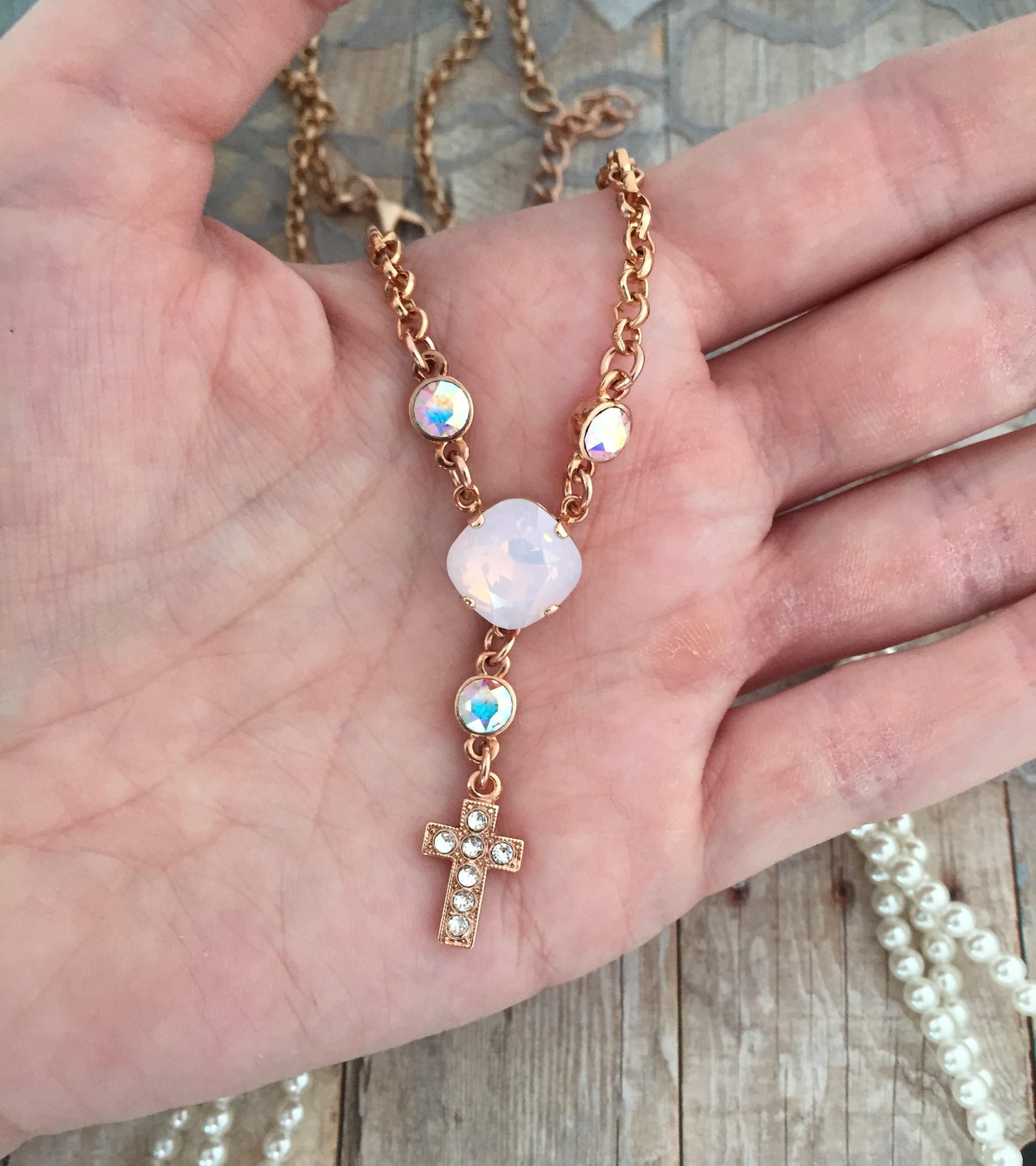 Long Lariat Necklace, Cross Lariat, Everyday Lariat Necklace, Y Shaped ...