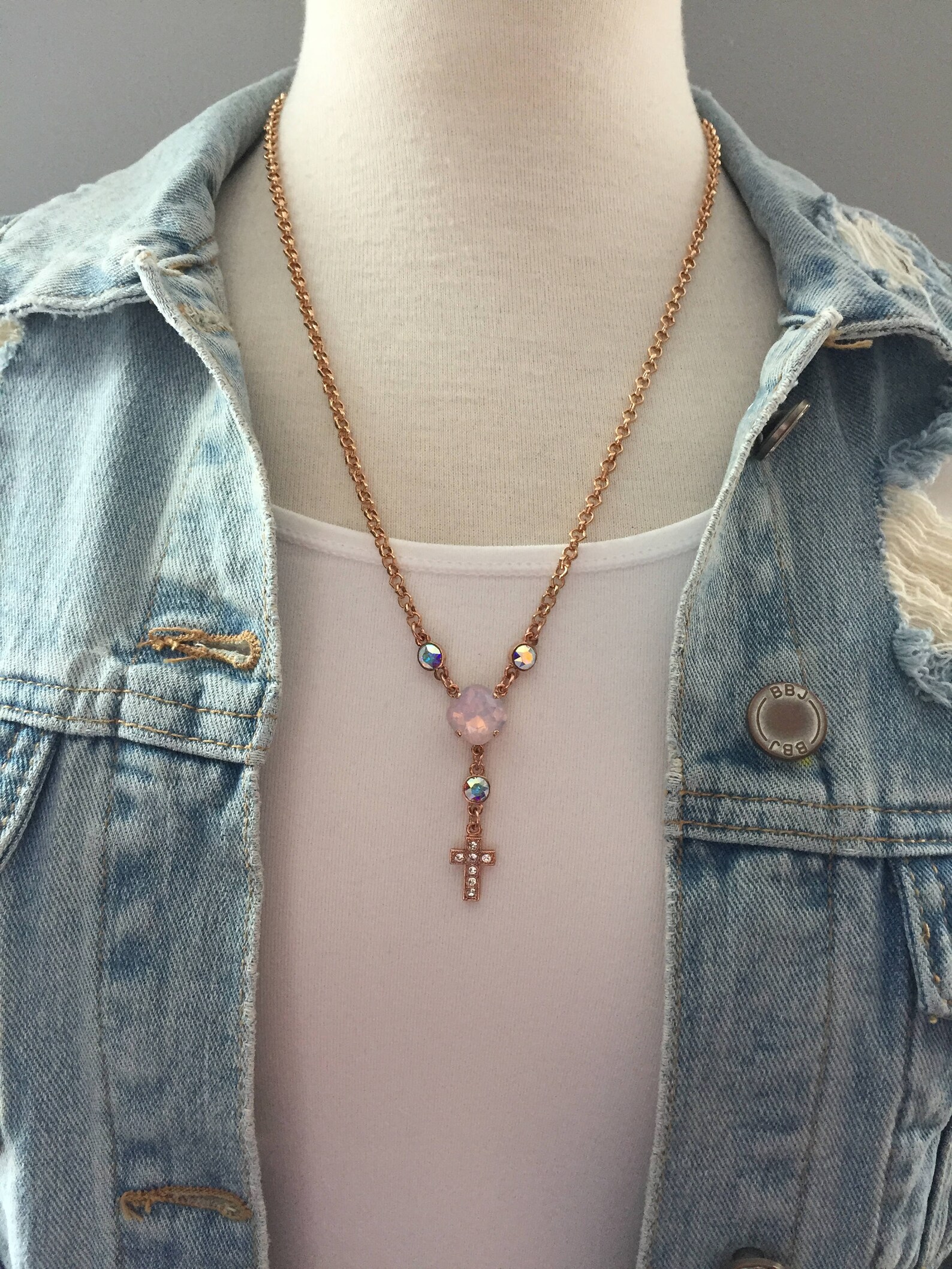 Long Lariat Necklace, Cross Lariat, Everyday Lariat Necklace, Y Shaped ...