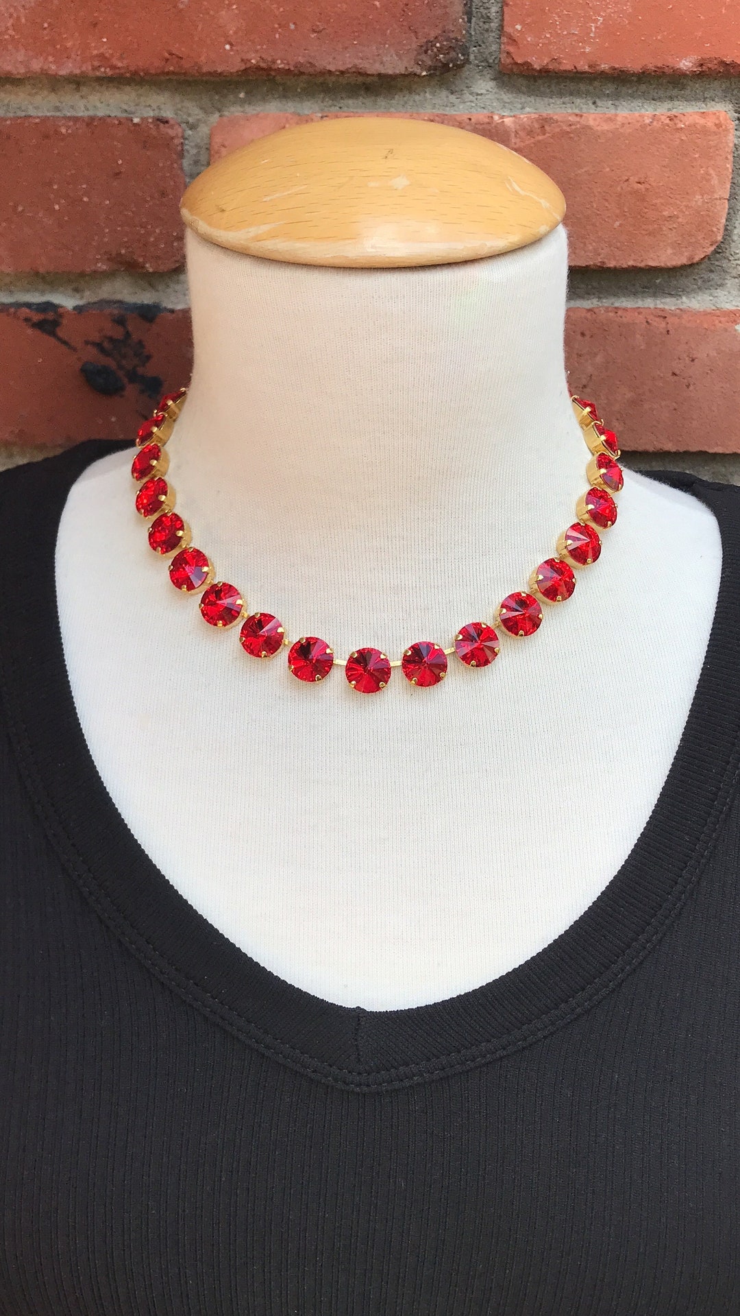 ESSENTIALS 12mm LT SIAM Crystal Eternity Necklace, Deep Red, Crimson ...
