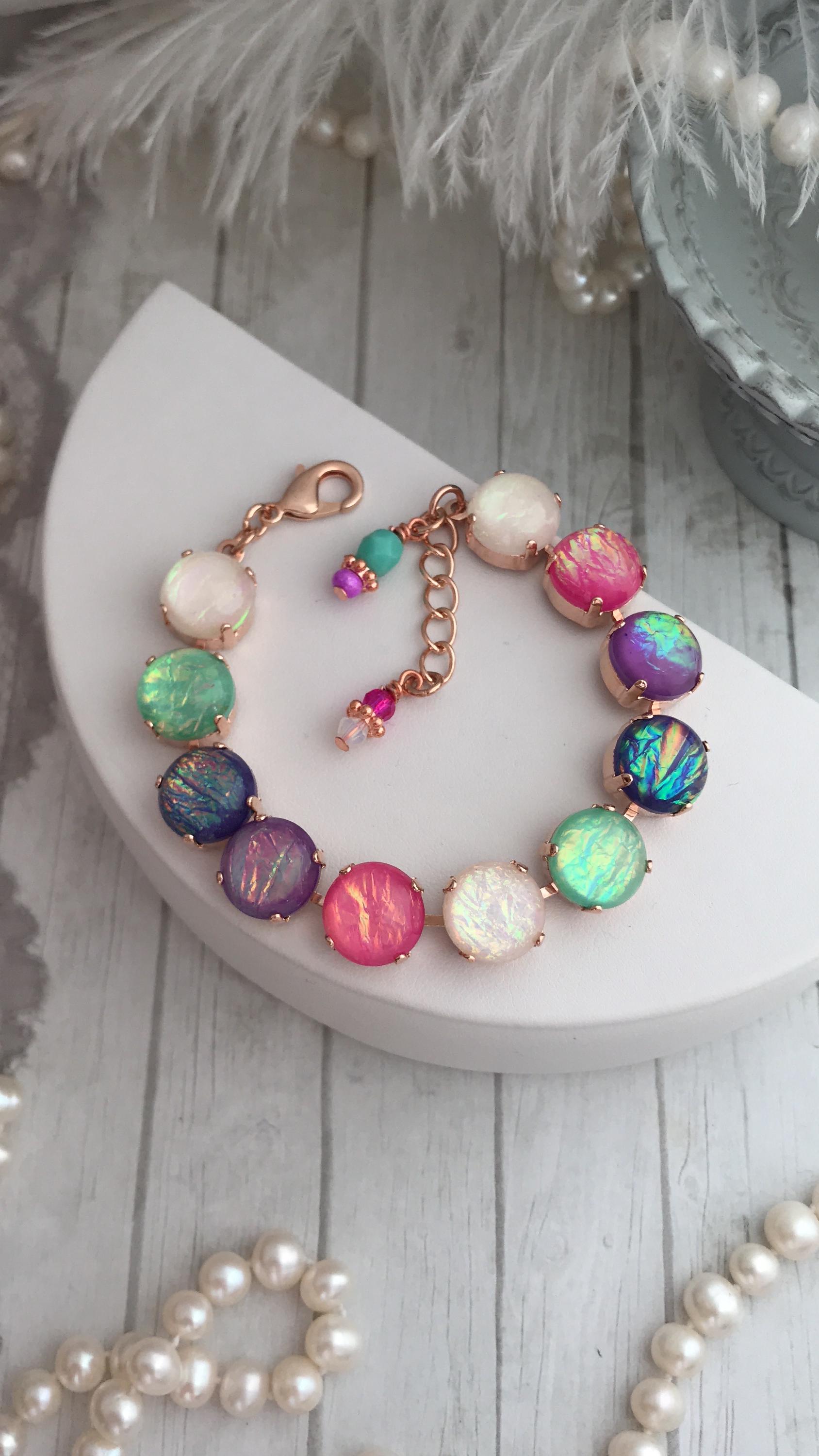 OPAL ESSENCE 12mm Opalescent Tennis Bracelet, Multi Colored Opalescent ...
