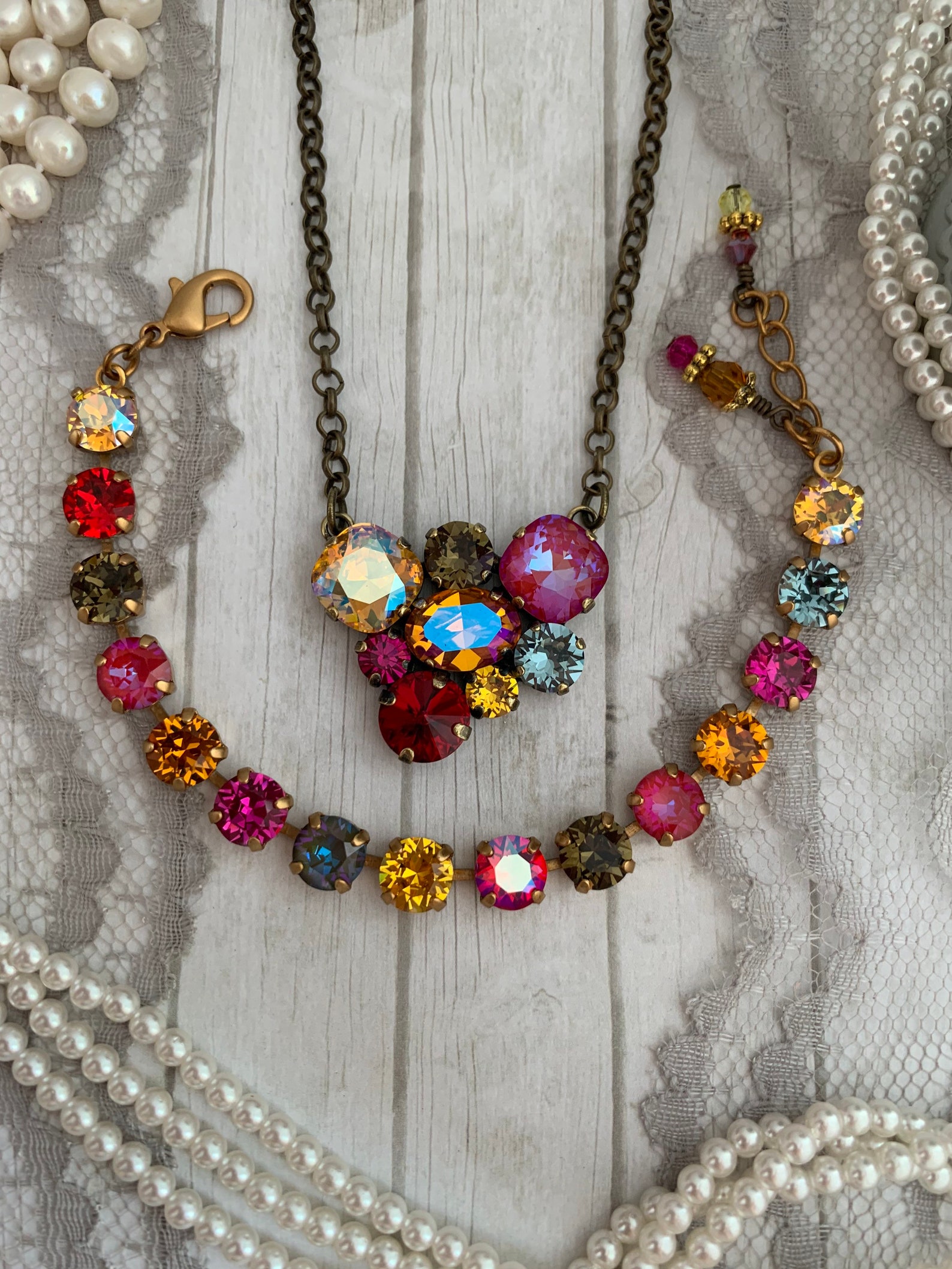 Crystal Cluster Pendant Necklace Multi Colored Pendant - Etsy