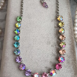 BOUGIE BLOOM 8mm Crystal Tennis Necklace Pastel Rainbow Statement ...