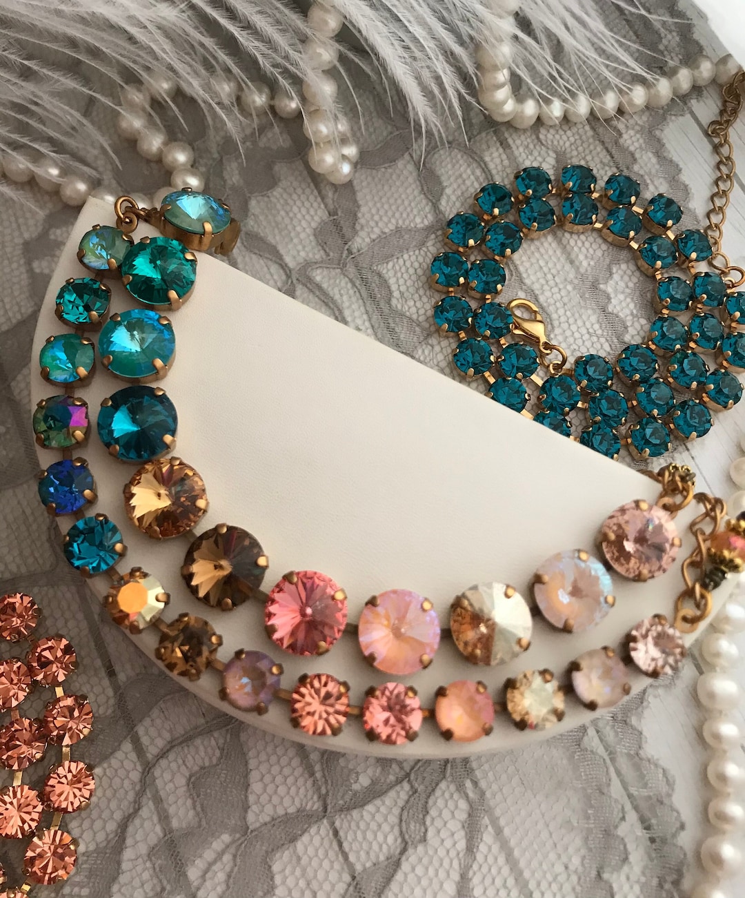 SAND AND SURF Austrian Crystal Tennis Bracelet, Teal, Laguna Blue ...