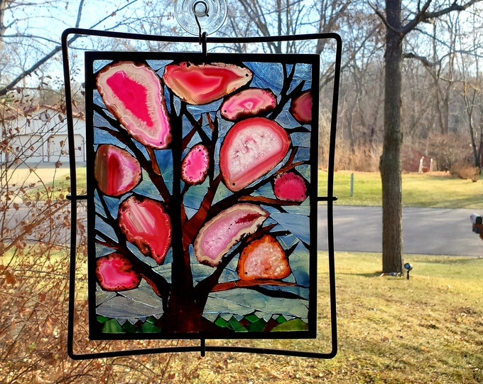 Stained Glass Mosaic Psychedelic Pink Tree - Etsy