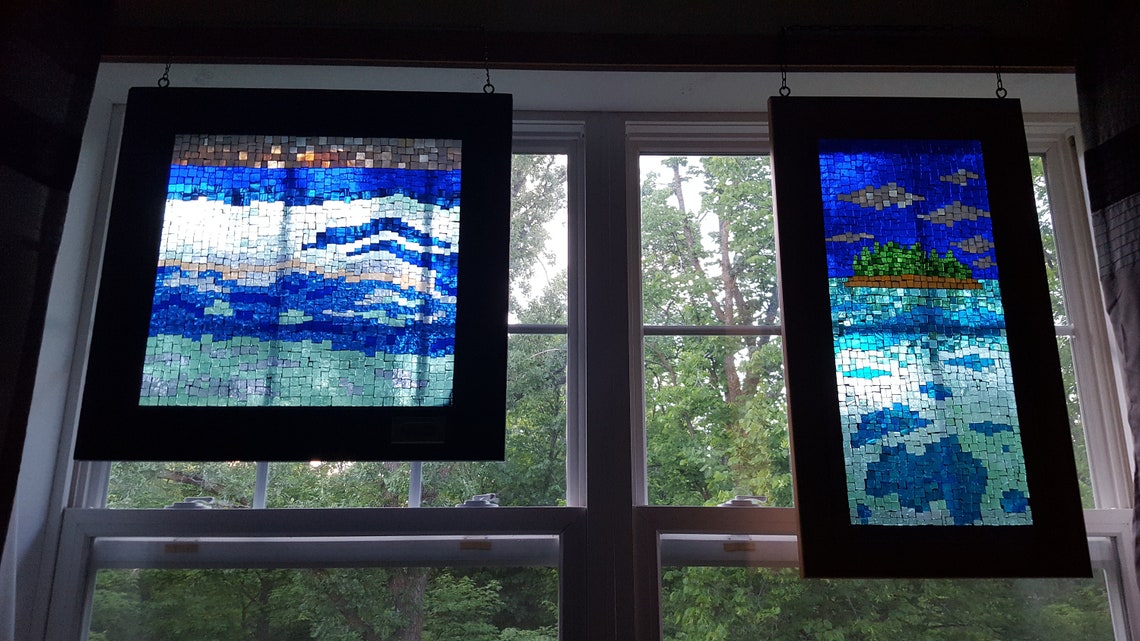 Stained Glass Mosaic Caribbean Island Serenity | Etsy