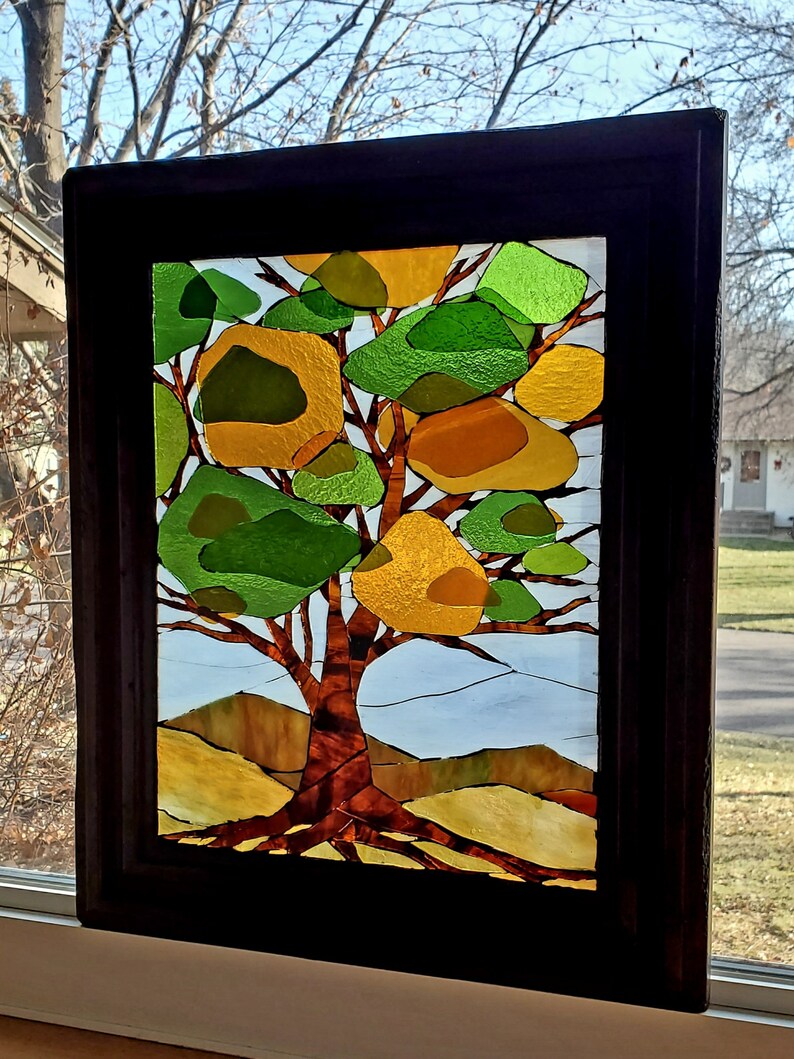 Stained Glass Mosaic - Subdued Autumn Tree - Etsy