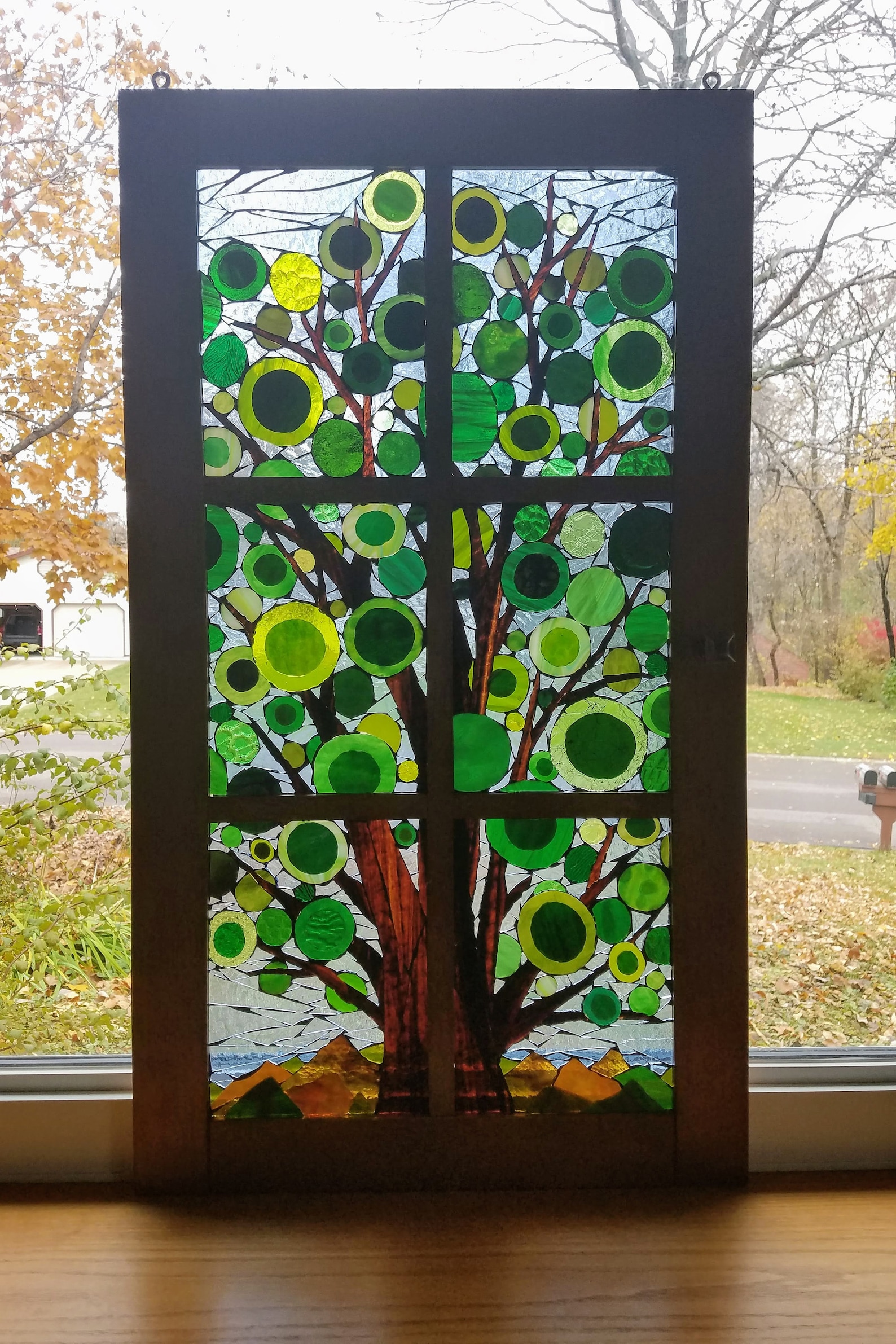Stained Glass Mosaic on Glass Tree of Circles - Etsy