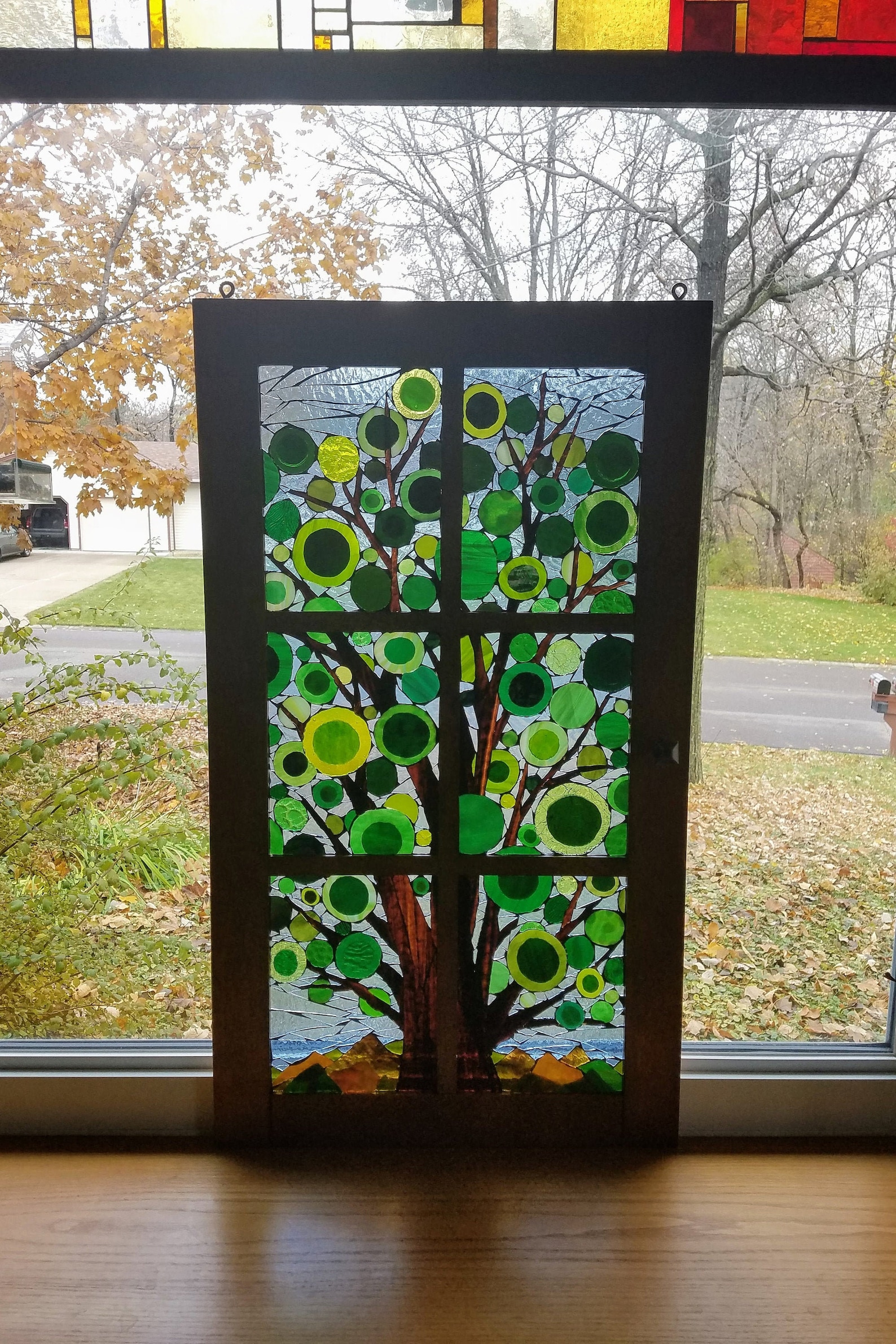 Stained Glass Mosaic on Glass Tree of Circles - Etsy