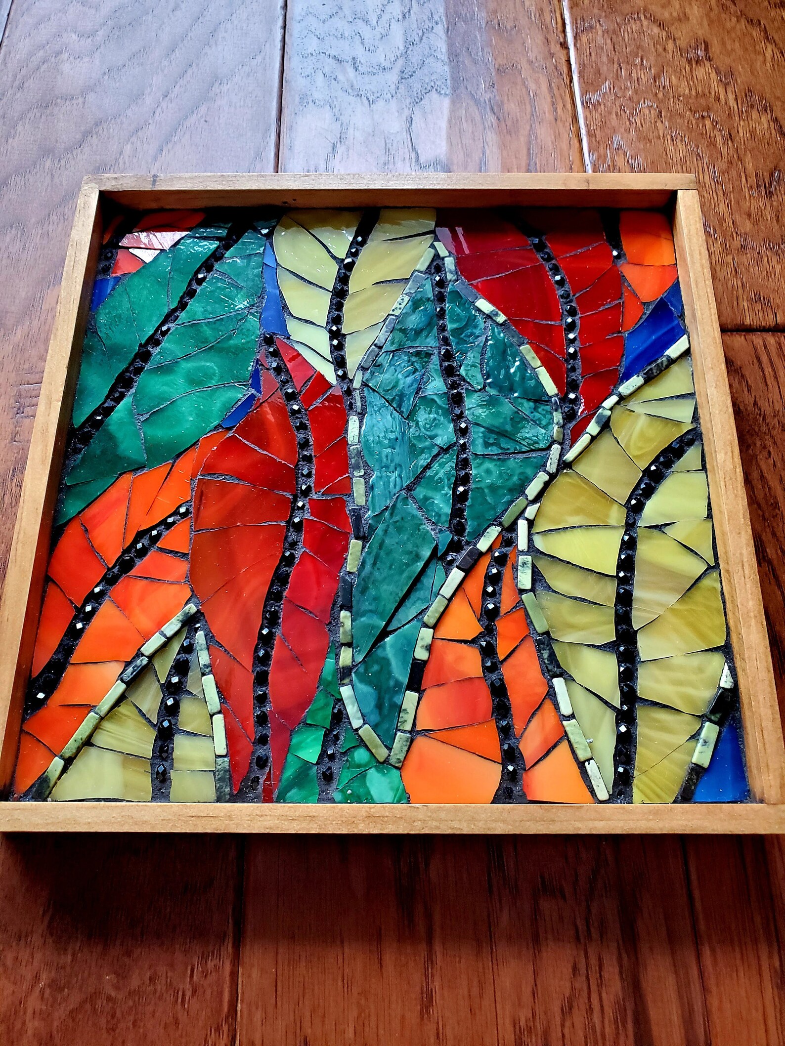 Stained Glass Mosaic Autumn Leaf Etsy