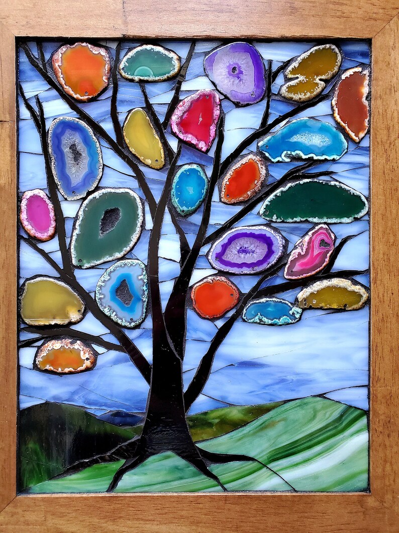 Stained Glass Mosaic Tree of Colored Earth - Etsy