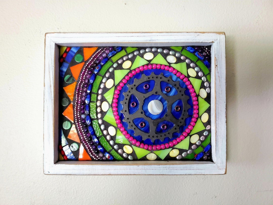 Small Mixed Media Stained Glass Mosaic - Colorful Mandala - Etsy