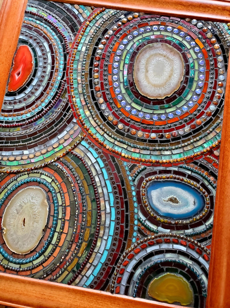 Stained Glass Mosaic Large Multicolor Geode Centered Mandala | Etsy