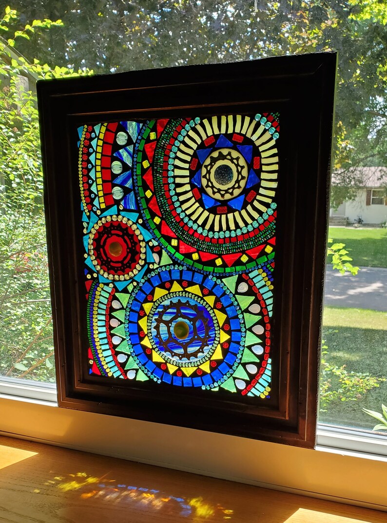 Stained Glass Mosaic Mixed Media Mandala | Etsy