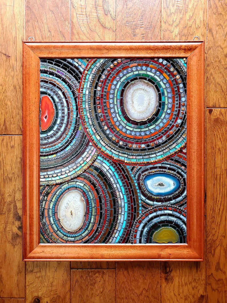 Stained Glass Mosaic Large Multicolor Geode Centered Mandala | Etsy